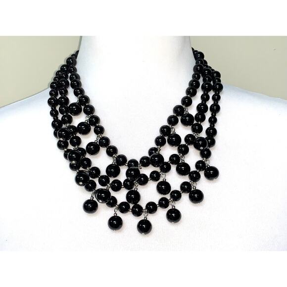 Talbots | Jewelry | Talbots Multistrand Cascading Black Glass Bead ...